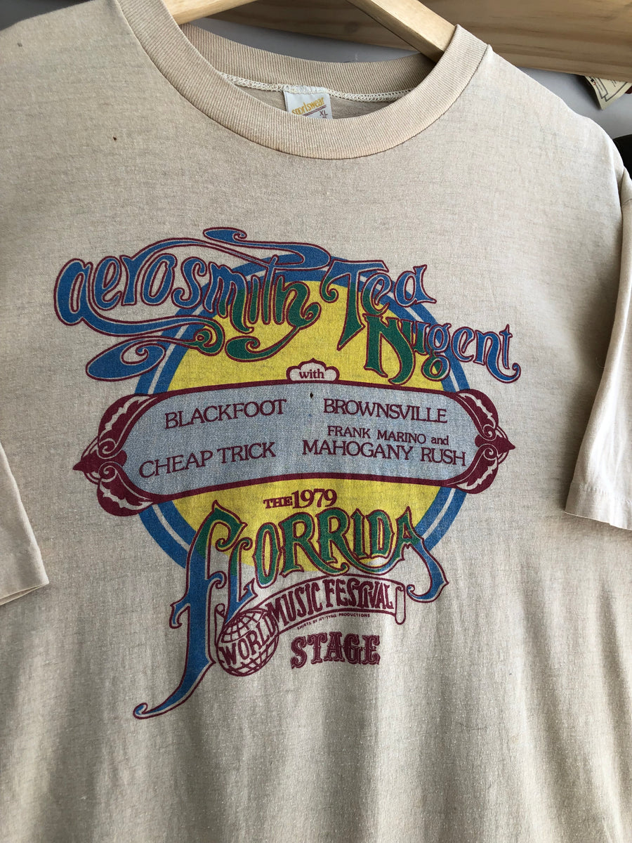 Vintage 1979 Aerosmith & Ted Nugent Florida Music Festival Tee Size La ...